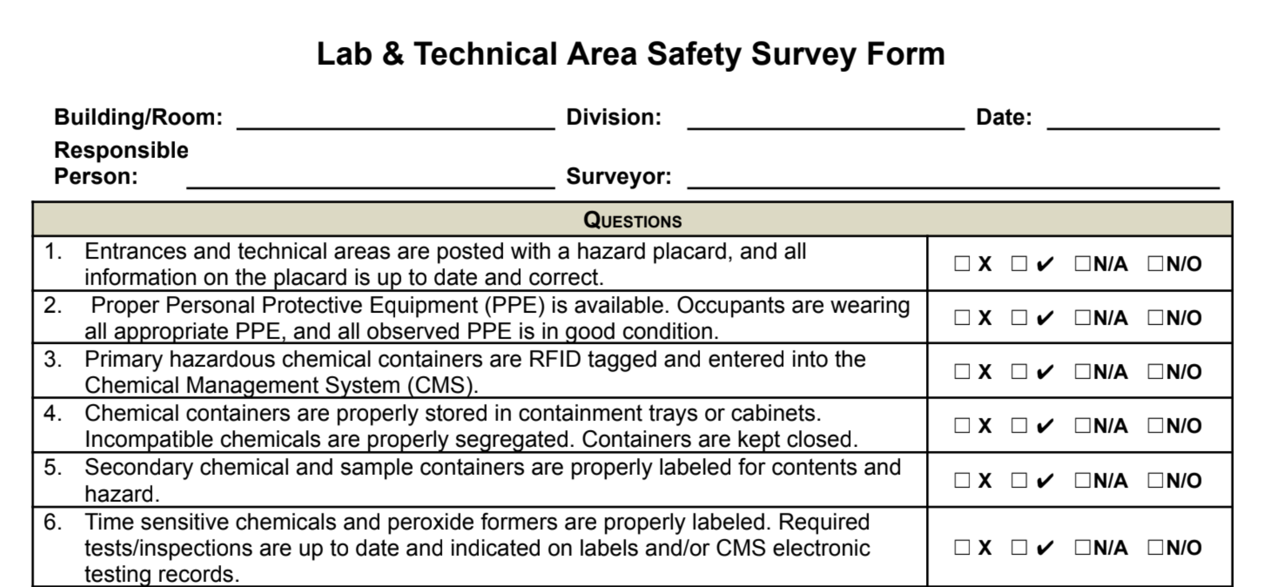 Laboratory & Technical Area Safety Surveys