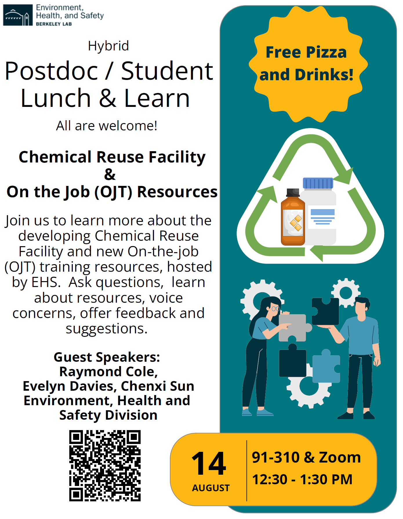 Free Pizza Part of EHS Chemical and Lab Safety Lunch & Learn – 8/14